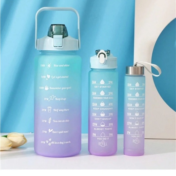Kitchen | Three Pc Water Bottle Set Plastic | Poshmark